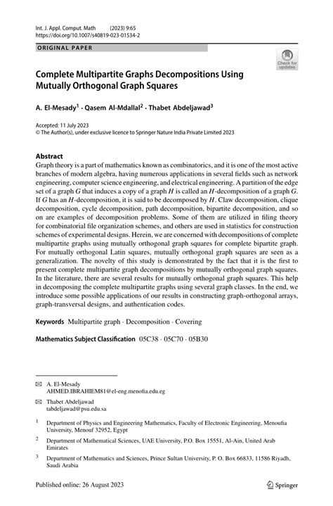 Pdf Complete Multipartite Graphs Decompositions Using Mutually