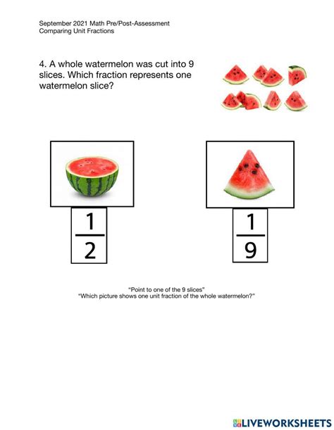 1114632 Comparing Unit Fractions Assessment Level 2