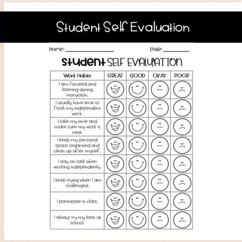 Student Self Evaluation By Ms Koziolek Tpt