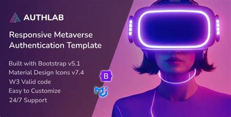 Authlab Responsive Metaverse Authentication Bootstrap Template