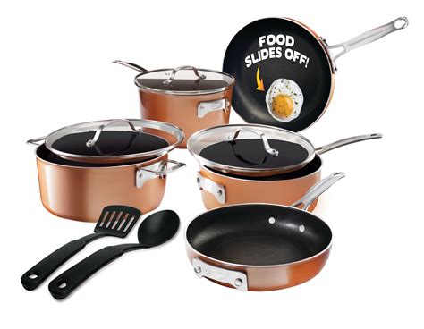 Gotham Steel Stackable Space Saving 10 Piece Aluminum Nonstick Cookware