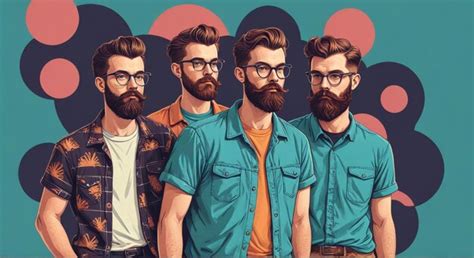 A Series Of Men With Glasses And Beards Premium Ai Generated Image
