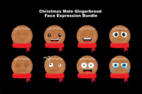 Christmas Male Gingerbread Face Bundle Graphic By Yellowhellow · Creative Fabrica