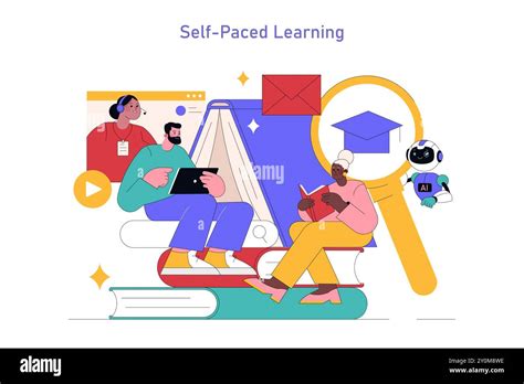 Adult Education Concept Diverse Learners Engage In Self Paced Study With Digital And Adult Education Concept Diverse Learners Engage In Self Paced Study With Digital And