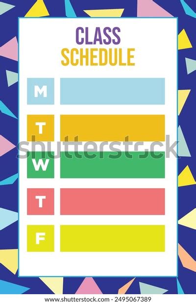 Colorful Class Schedule Poster Classroom Daily Stock Vector Royalty