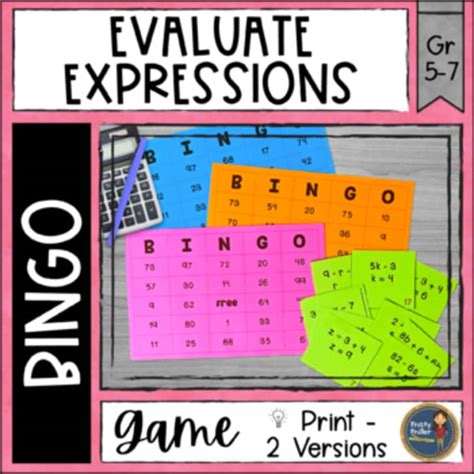 Evaluating Algebraic Expressions Bingo Math Game 6th Grade Math Review