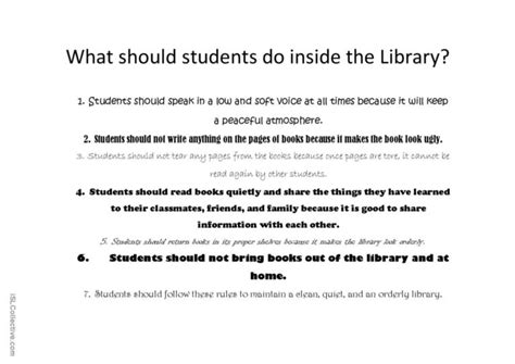 Library Rules For Elementary Students