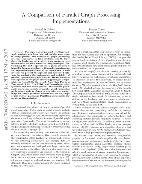 Pdf A Comparison Of Parallel Graph Processing Benchmarks