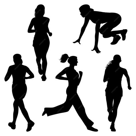 Premium Vector Female Running Silhouettes Vector