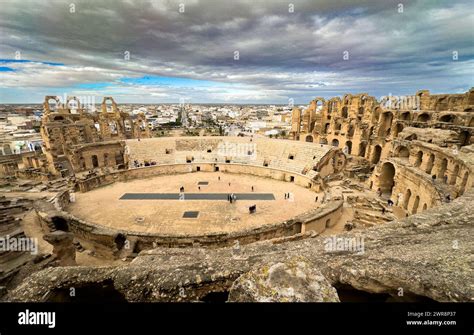 A Panorama Of The Interior Of Roman Amphitheatre In El Jem Thysdrus