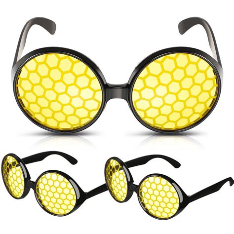 Konohan 3 Pieces Bee Glasses Honey Bee Eyeglasses Black Yellow Bee