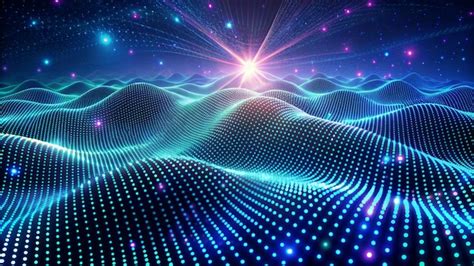 Data Technology Background With Dots And Binary Code On 3d Wave