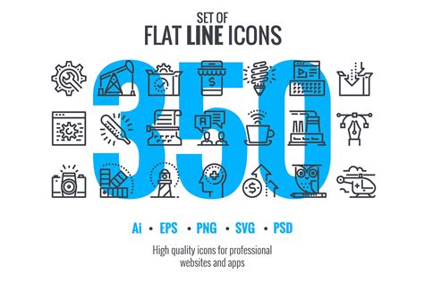 Big Collection Of Flat Line Icons Outline Icons ~ Creative Market