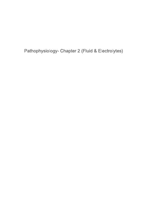 Pathophysiology Chapter 2 Fluid And Electrolytes Questions And