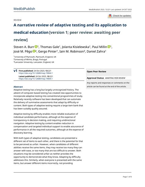 Pdf A Narrative Review Of Adaptive Testing And Its Application To Medical Education