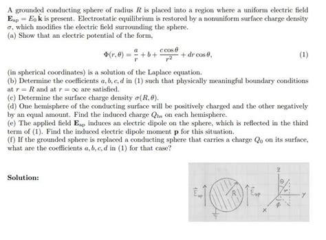 Solved A Grounded Conducting Sphere Of Radius R Is Placed