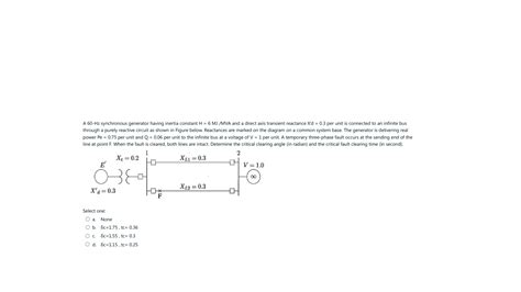 A Hz Synchronous Generator Having Inertia Constant Chegg