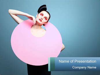 Pink Circle Hanging On Model S Neck PowerPoint Template Backgrounds Google Slides ID