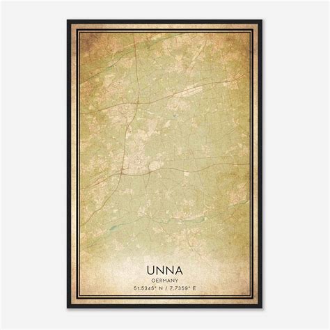 Vintage Unna Germany Map Poster Unna City Road Wall Art Print Custom