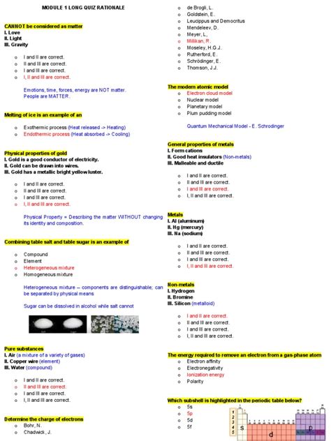 Module 1 Long Quiz Pdf Electron Configuration Atomic Orbital