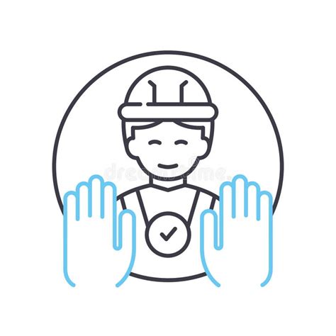 Employee Protection Line Icon Outline Symbol Vector Illustration