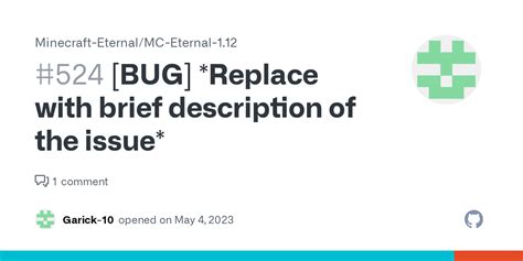 BUG Replace With Brief Description Of The Issue Issue Minecraft Eternal MC Eternal