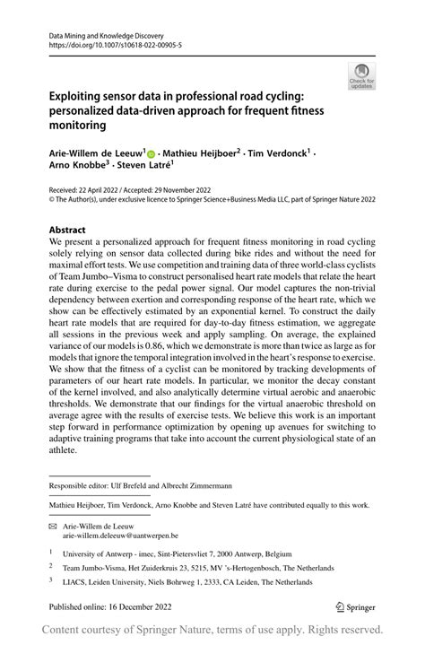 exploiting sensor data in professional road cycling personalized data