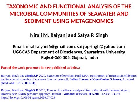 Pdf Taxonomic And Functional Analysis Of The Microbial Communities Of Seawater And Sediment
