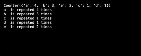 Finding Count Of Repeated Values In A String Using Counter