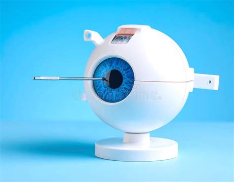 An Eye Model With A Medical Probe Inserted Symbolizing Ophthalmology Or Eye Surgery Stock