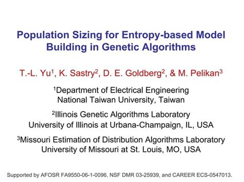 Population Sizing For Entropy Based Model Buliding In Genetic