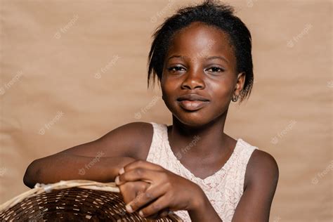 Free Photo Young Girl With Straw Basket
