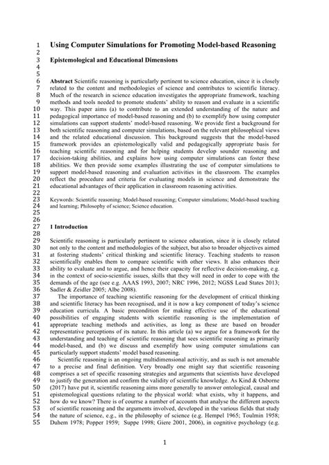 Pdf Using Computer Simulations For Promoting Model Based Reasoning