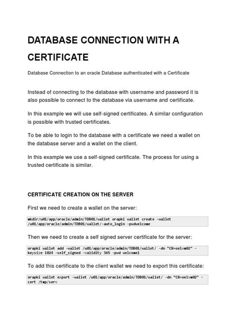 Oracledb Connection With Certificate Pdf Port Computer Networking Transmission Control