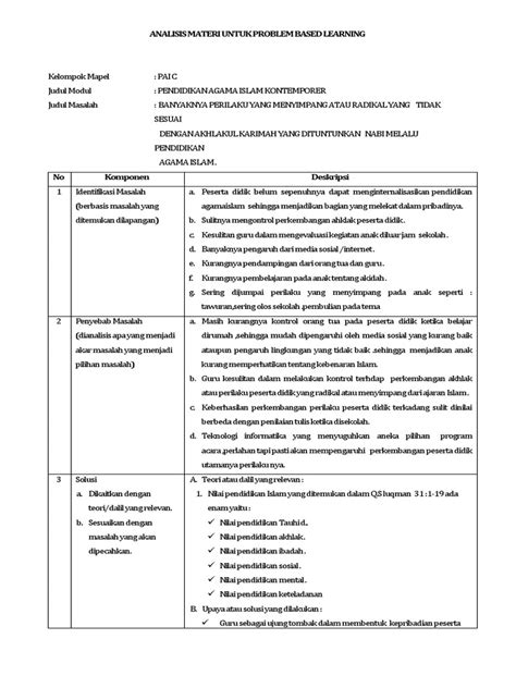 Analisis Materi Untuk Problem Based Learning Modul 4 Pdf
