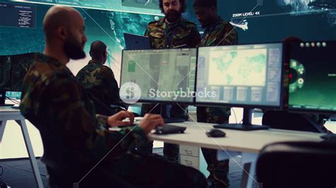 Officers Team Managing Air Traffic Control For Military Aircrafts