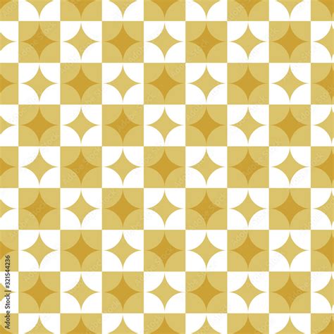 Geometric Diamonds Seamless Pattern Vector Background Decorative Golden Diamonds And White