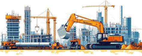 Construction Site With Machinery And Cranes Building Modern Structures