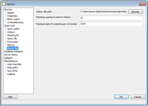 Pgadmin Query Tool Options Pgadmin Iii Documentation