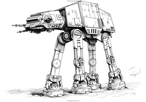 Star Wars Inspired All Terrain Armored Transport Coloring Page From Zup