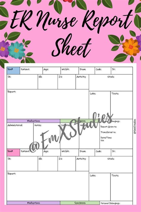 Nursing Report Sheet Template