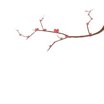 Hand Drawn Tree Branch Country Style Tree Red Leaf Element Country Style Flower Branch PNG