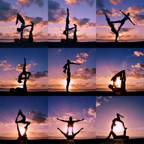 Sunset Duo Acro Acro Yoga Couples Yoga Partner Yoga Poses