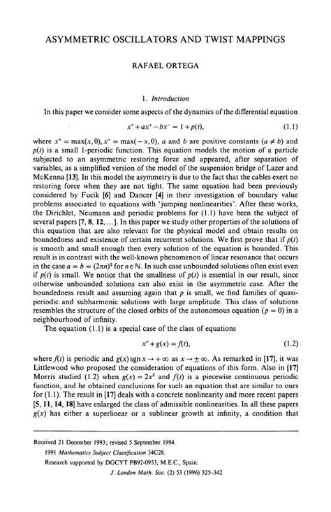 Pdf Asymmetric Oscillators And Twist Mappings