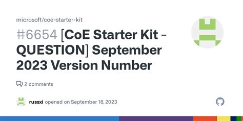 Coe Starter Kit Question September 2023 Version Number · Issue