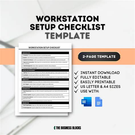 Workstation Setup Checklist Template Employee Onboarding Office Workstation Checklist Desk Setup