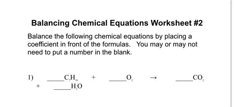 Coefficient Of A Chemical Equation