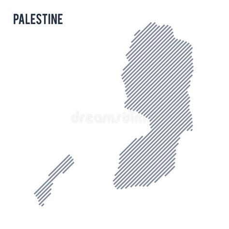 Vector Abstract Hatched Map Of Palestine With Oblique Lines Isolated On A White Background