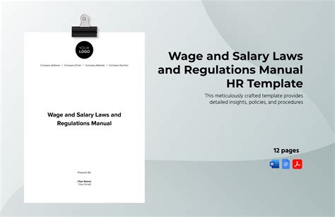 Wage And Salary Laws And Regulations Manual Hr Template Download In