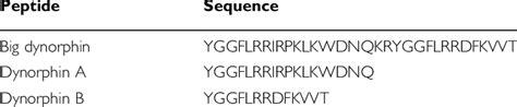 Amino Acid Sequences Of Dynorphins Download Table